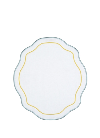 Gül Hürgel Beyaz Oval Formlu Keten Amerikan Servis Çok Renkli