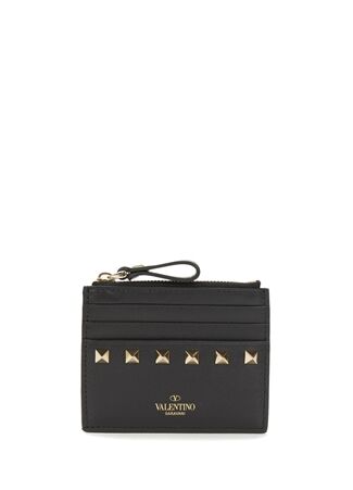 Valentino Garavani Kadın Rockstud Siyah Deri Kartlık EU