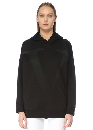 Valentino Kadın VLogo Siyah Kapüşonlu Sweatshirt M EU