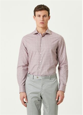 Pal Zileri Erkek Bordo Kareli Gömlek 42 IT