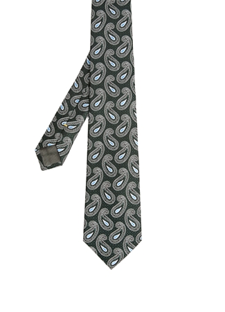Canali Erkek Yeşil Etnik Desenli İpek Kravat EU