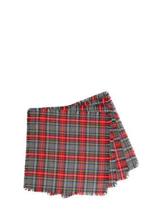 Poetique Strasbourg Kırmızı Gri Ekoseli 4lü Peçete Seti Çok Renkli