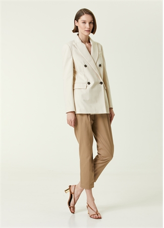 Brunello Cucinelli Kadın Camel Kemer Detaylı Twill Cigarette Pantolon Bej 36 IT Brunello Cucinelli Kadın Camel Kemer Detaylı Twill Cigarette Pantolon Bej 36 IT