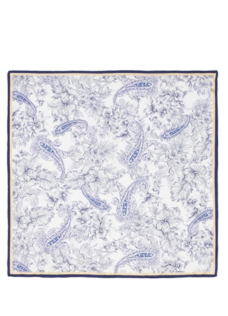 Beymen Club Kadın Lacivert Etnik Desenli 90x90 cm İpek Eşarp Mavi EU Beymen Club Kadın Lacivert Etnik Desenli 90x90 cm İpek Eşarp Mavi EU