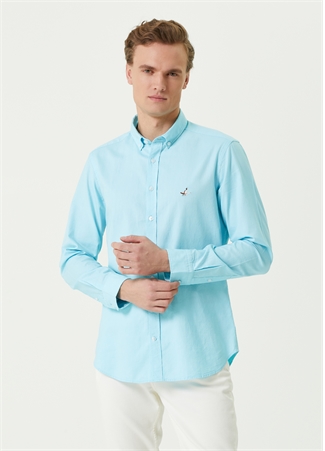 Beymen Club Erkek Slim Fit Turkuaz Oxford Gömlek Mavi S Beymen Club Erkek Slim Fit Turkuaz Oxford Gömlek Mavi S