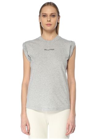 Camilla and Marc Kadın Gri Bisiklet Yaka Kolsuz T-shirt 8 US