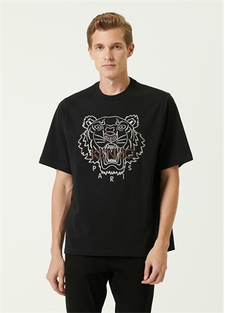 Kenzo Erkek Siyah Logo Nakışlı T-shirt S EU