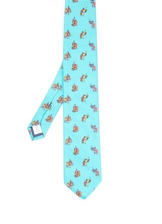 Eton Erkek Mavi Desenli İpek Kravat EU