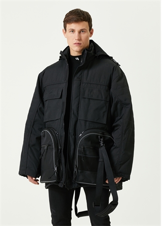 Balenciaga Erkek Siyah Kapüşonlu Logolu Parka 46 IT Balenciaga Erkek Siyah Kapüşonlu Logolu Parka 46 IT