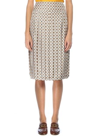 Tory Burch Kadın Bej Mikro Desenli Midi İpe Elbise 8 US