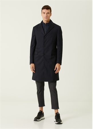 Corneliani Erkek Lacivert Kelebek Yaka Yün Palto 54 IT Corneliani Erkek Lacivert Kelebek Yaka Yün Palto 54 IT