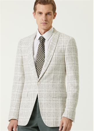 Pal Zileri Erkek Ekru Şal Yaka Ekoseli Tweed Dokulu İpek Ceket Bej 48 IT Pal Zileri Erkek Ekru Şal Yaka Ekoseli Tweed Dokulu İpek Ceket Bej 48 IT