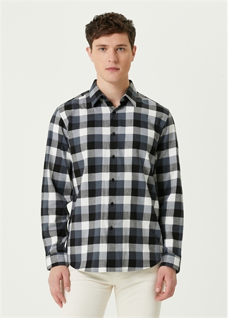 Theory Erkek Irving Gri İngiliz Yaka Kareli Gömlek S Eu