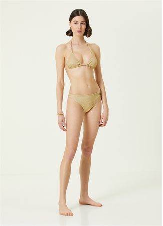 Beymen Collection Kadın Gold Sim Dokulu Üçgen Bikini Takımı Altın Rengi 34