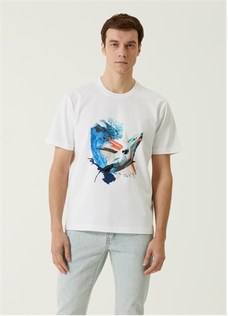 Solid Homme Erkek Beyaz Köpek Balığı Baskılı Logolu T-shirt 48 IT Solid Homme Erkek Beyaz Köpek Balığı Baskılı Logolu T-shirt 48 IT
