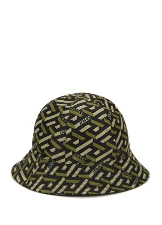 Versace Kadın Siyah Yeşil Logo Baskılı Şapka 58 EU