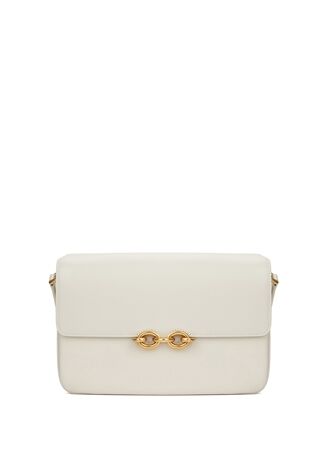 Kadın Le Maillon Krem Logolu Deri Omuz Çantası Bej EU