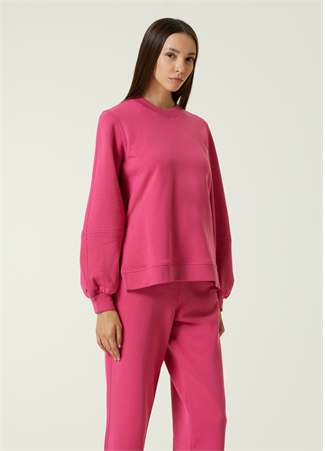 Ganni Kadın Şeftali Balon Kol Sweatshirt Pembe S EU