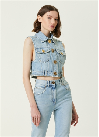 Balmain Kadın Mavi Crop Jean Yelek 36 Fr Balmain Kadın Mavi Crop Jean Yelek 36 Fr