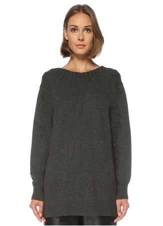 Beymen Collection Kadın Antrasit Sırtı V Kesim Kazak Gri S