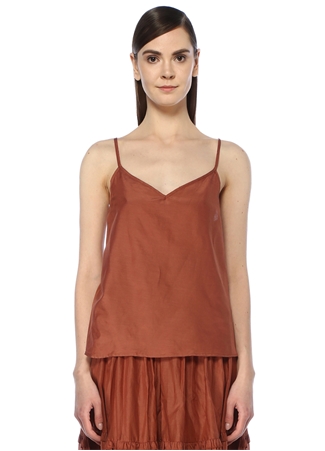 Bird & Knoll Kadın Kiremit İnce Askılı Bluz Turuncu M EU