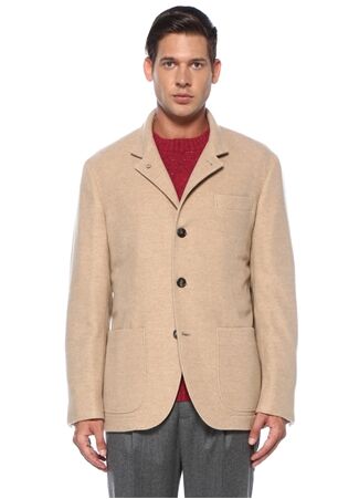 Brunello Cucinelli Erkek Bej Hakim Yaka Kaşmir Dış Ceket M EU