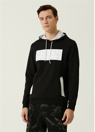 Boss Erkek Siyah Kapüşonlu Logo Baskılı Sweatshirt M EU Boss Erkek Siyah Kapüşonlu Logo Baskılı Sweatshirt M EU