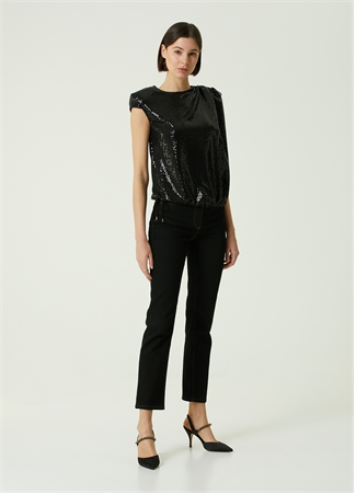 The Attico Kadın Siyah Parlak Dokulu Bluz 40 IT