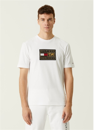 Tommy Hilfiger Erkek Beyaz Bisiklet Yaka Logolu T-shirt L EU Tommy Hilfiger Erkek Beyaz Bisiklet Yaka Logolu T-shirt L EU