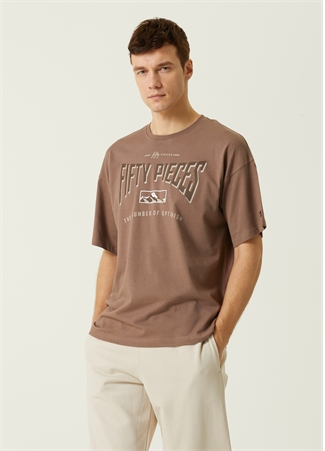 Fifty Pieces Erkek Kahverengi Logolu T-shirt S EU