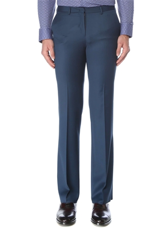 Pal Zileri Kadın Mavi Normal Bel Yün Pantolon 42 IT