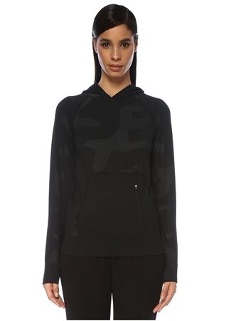 Jerf Kadın Bandon Siyah Kapüşonlu Desenli Sweatshirt S/M EU