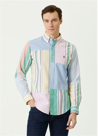 Polo Ralph Lauren Erkek Sarı Patchwork Desenli Gömlek S EU