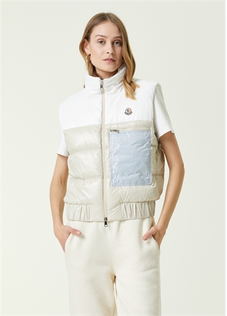 Moncler Kadın Bej Beyaz Dik Yaka Puff Yelek US Moncler Kadın Bej Beyaz Dik Yaka Puff Yelek US