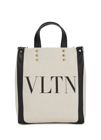 Valentino Garavani Kadın Krem Siyah Logolu Omuz Çantası EU