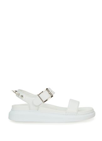 Alexander McQueen Kadın Beyaz Trok Detaylı Deri Sandalet 36 EU