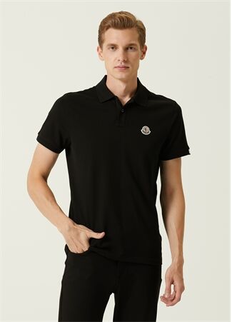 Moncler Erkek Siyah Polo Yaka T-shirt S EU