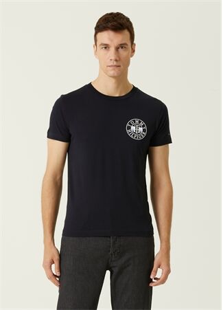 Tommy Hilfiger Erkek Lacivert Logo Baskılı Organik Pamuk T-shirt S EU