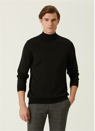 Network Erkek Slim Fit Siyah Yün Kazak S EU