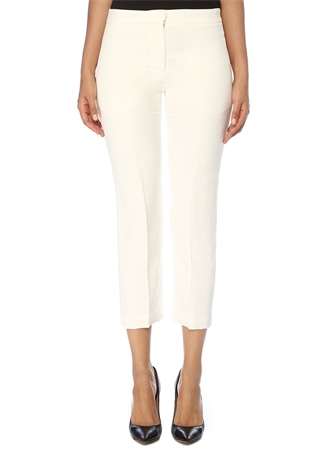 Alexander McQueen Kadın Beyaz Normal Bel Cropped Pantolon 42 IT