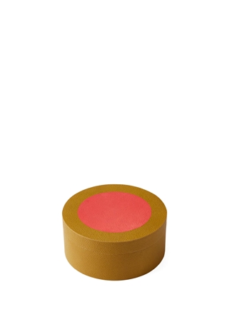 Jonathan Adler Perimeter Small Hardal Pembe Deri Dekoratif Kutu Çok Renkli