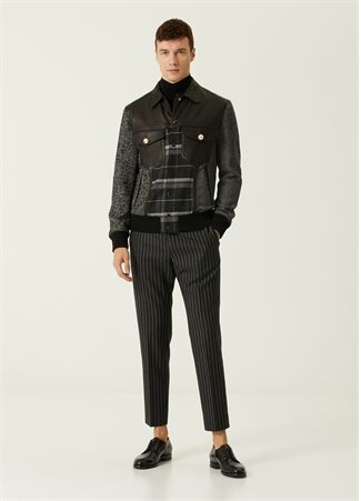 Dolce&Gabbana Erkek Koyu Gri Çizgili Yün Pantolon 46 IT