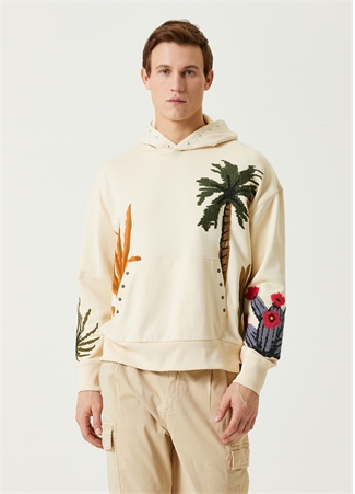 Scotch & Soda Erkek Bej Kapüşonlu Desenli Sweatshirt S EU Scotch & Soda Erkek Bej Kapüşonlu Desenli Sweatshirt S EU