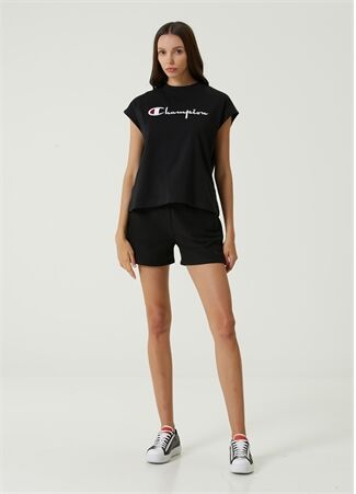 Champion Kadın Siyah Logolu T-shirt S EU Champion Kadın Siyah Logolu T-shirt S EU