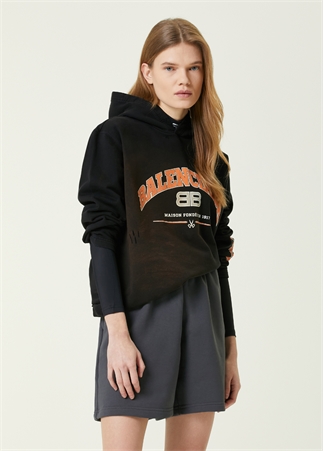 Balenciaga Kadın Siyah Kapüşonlu Logolu Sweatshirt S EU Balenciaga Kadın Siyah Kapüşonlu Logolu Sweatshirt S EU