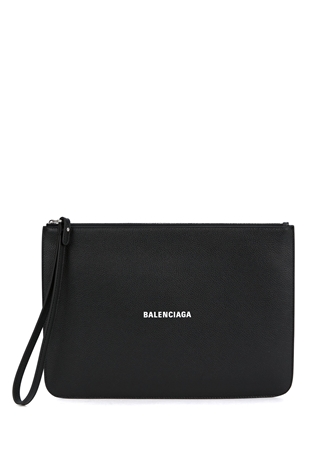 Balenciaga Erkek Siyah Logo Detaylı Deri El Portföyü EU