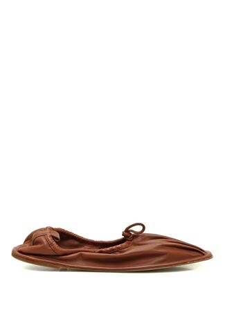 Hereu Kadın Taba Büzgü Detaylı Deri Babet Kahverengi 35 EU