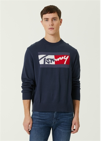 Tommy Jeans Erkek Lacivert Logo Detaylı Organik Pamuk Kazak S EU Tommy Jeans Erkek Lacivert Logo Detaylı Organik Pamuk Kazak S EU