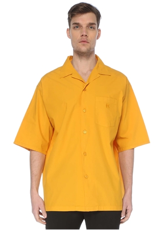 Kenzo Erkek Sarı Kamp Yaka Kısa Kol Gömlek Turuncu 39 FR