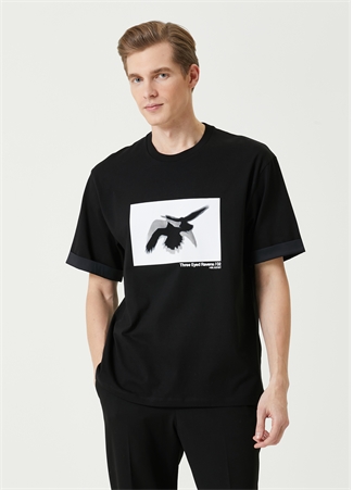 Neil Barrett Erkek Siyah Baskılı Basic T-shirt M EU Neil Barrett Erkek Siyah Baskılı Basic T-shirt M EU